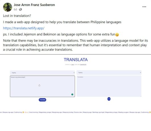 Translata Is A Local Translator Online For Filipino Languages
